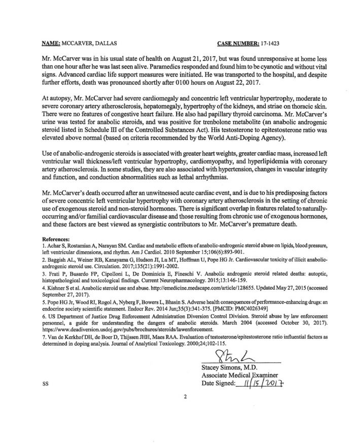 Breaking News: Dallas McCarver's Autopsy Result Has Been Released ...