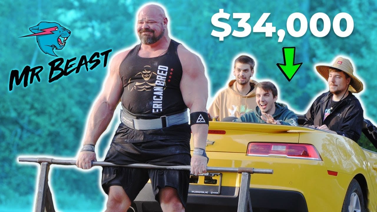 Strongman Brian Shaw Deadlifts And Wins $25k Car With Mr. Beast ...