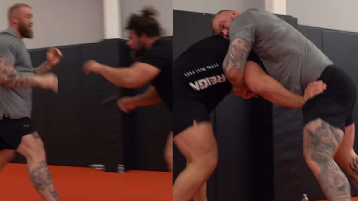 Martins Licis And Hafthor Björnsson Spar in Jiu-Jitsu While Training ...