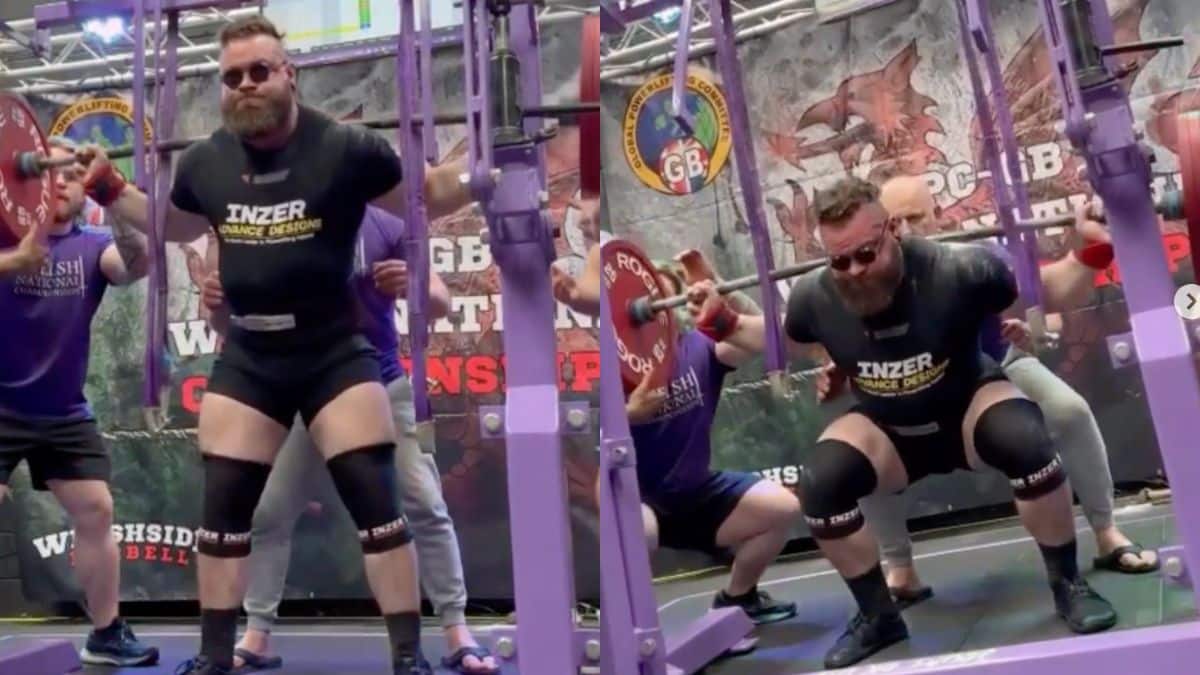 Powerlifter Reece Fullwood (125KG) Sets 412.5-kg (909.4-lb) Raw Squat ...