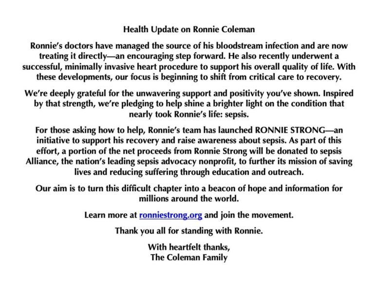 Ronnie Coleman Treated for Sepsis, Undergoes 'Minimally Invasive Heart ...
